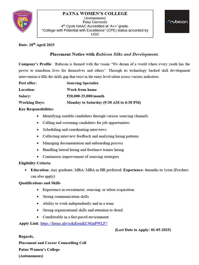 Placement Notice With Rubicon | PDF