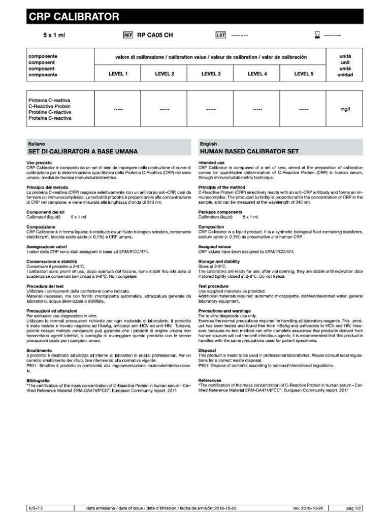 CRP Calibrator en | PDF