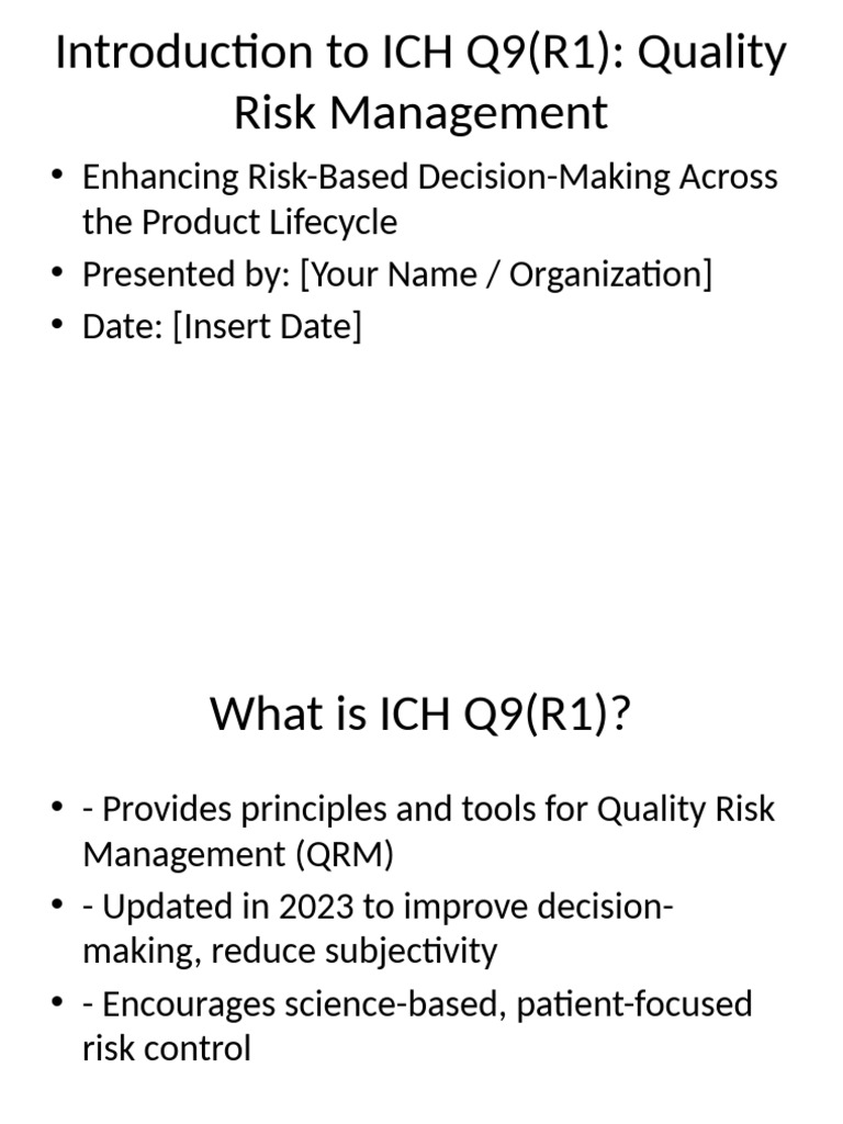 ICH_Q9_R1_Overview_Presentation | PDF