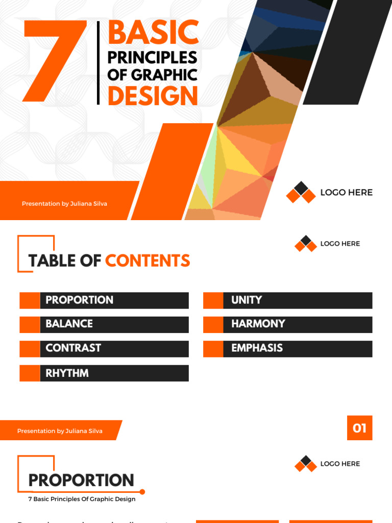 White and Orange Modern 7 Basic Principles of Graphic Design ...