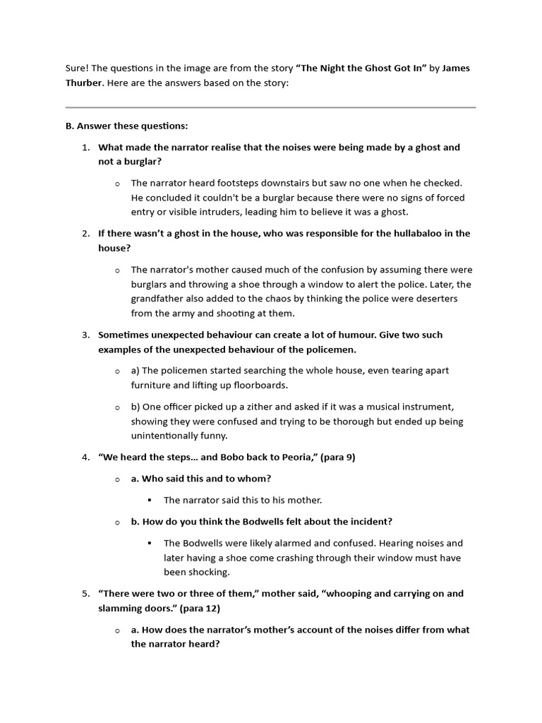 Analyzing "The Night the Ghost Got In" | PDF