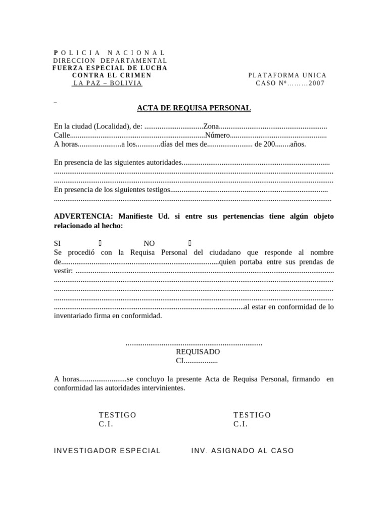 Acta de Requisa Personal | PDF