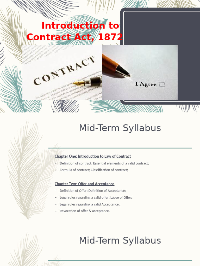 Introduction To Law of Contract, Part-01 | PDF | Consideration | Civil ...