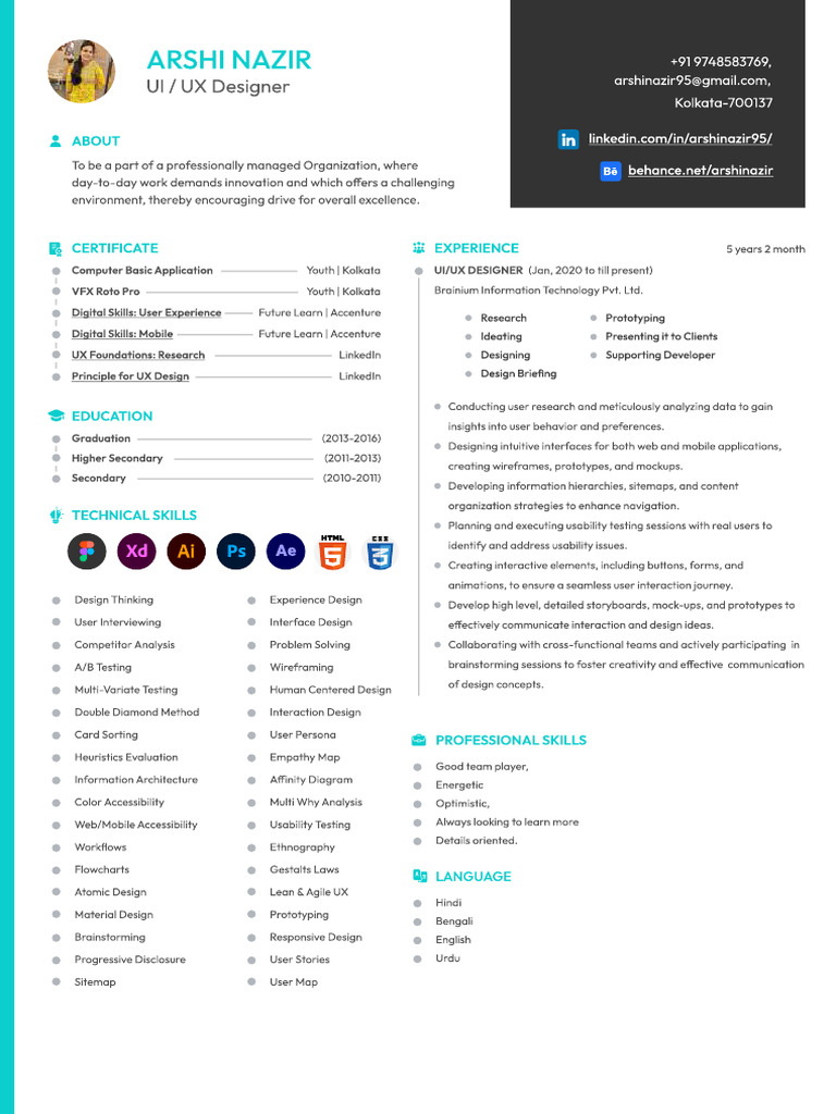 Arshi Resume 1 1744870008015 | PDF | Usability | Design