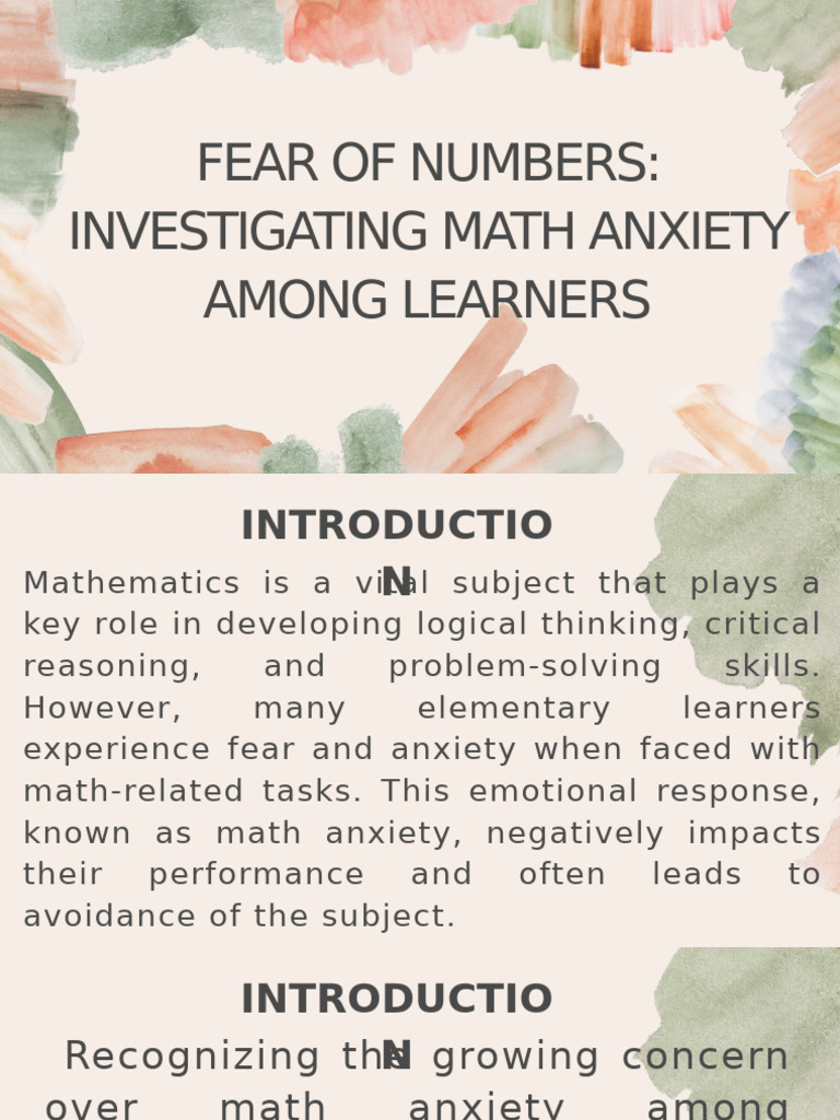 Fear of Numbers Investigating Math Anxiety Among Learners | PDF ...