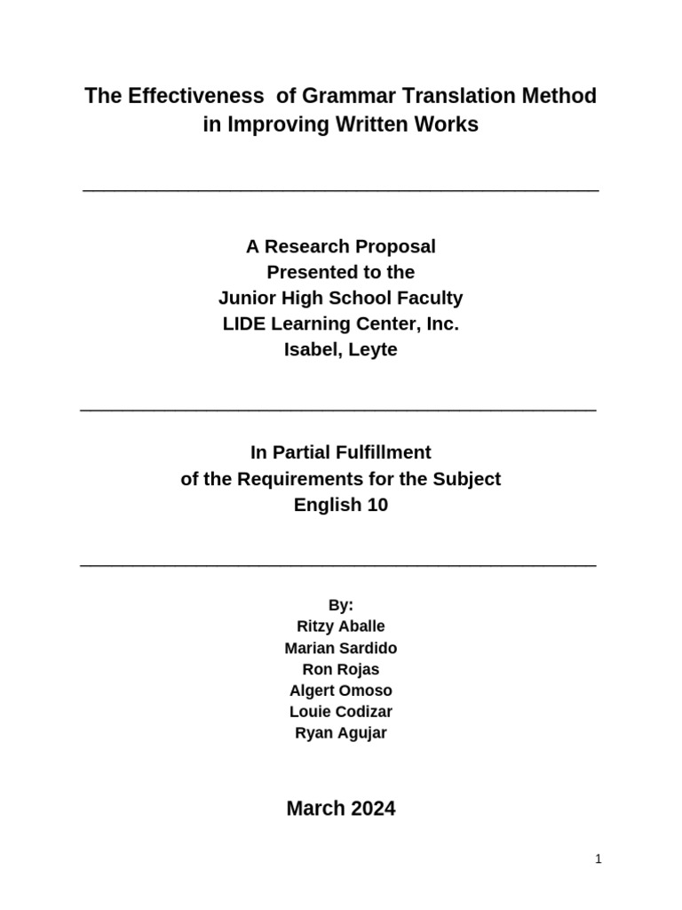 Grammar Translation Method Research Proposal | PDF | Behaviorism | Learning