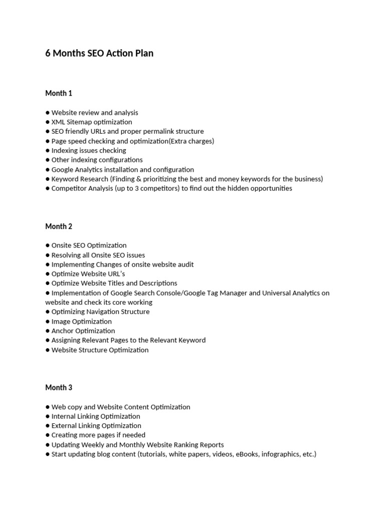 6 Months SEO Action Plan | PDF | Search Engine Optimization | Information Retrieval
