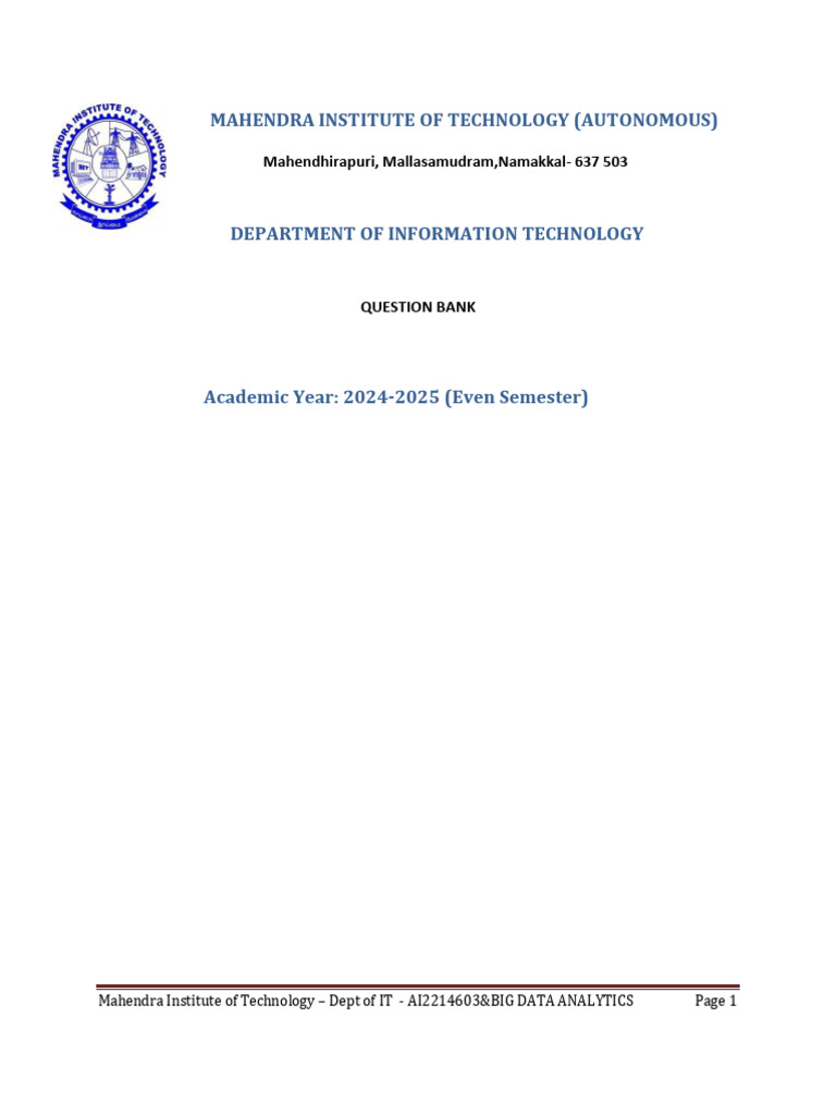 BD QUESTION BANK | PDF | No Sql | Acid