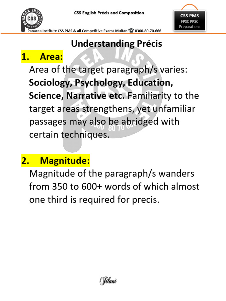 CSS PMS Précis Writing Techniques | PDF