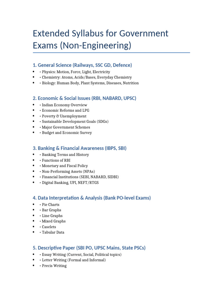 Extended Govt Exam Syllabus | PDF