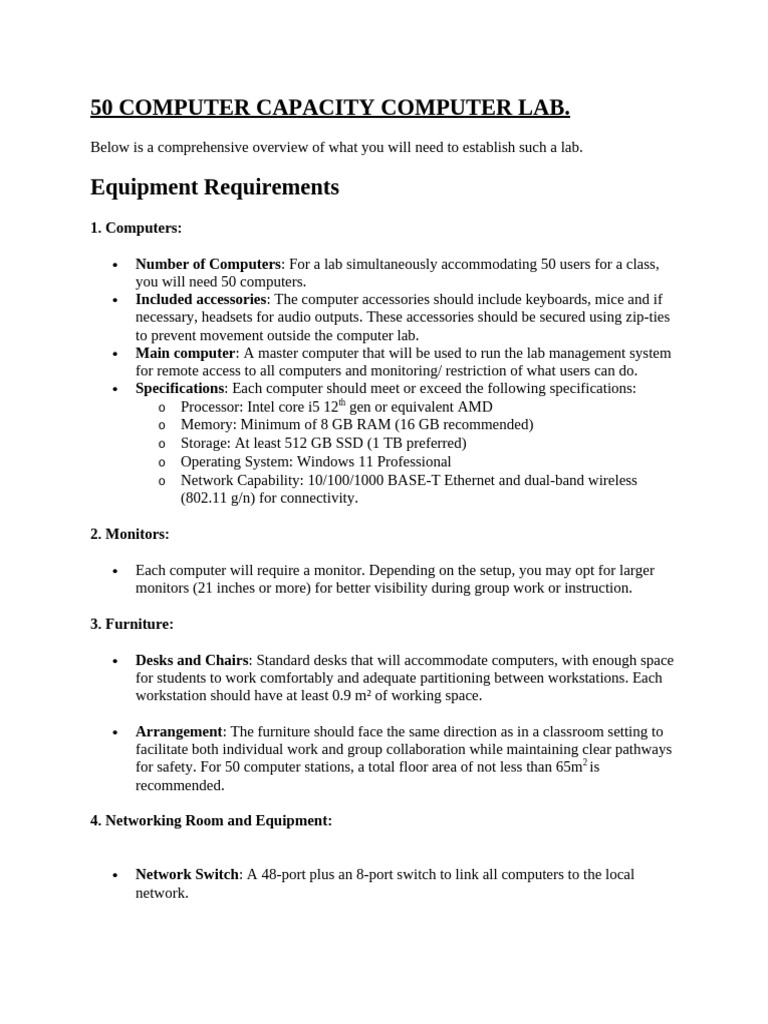 50-User Computer Lab Setup Guide | PDF | Computer Network | Network Switch