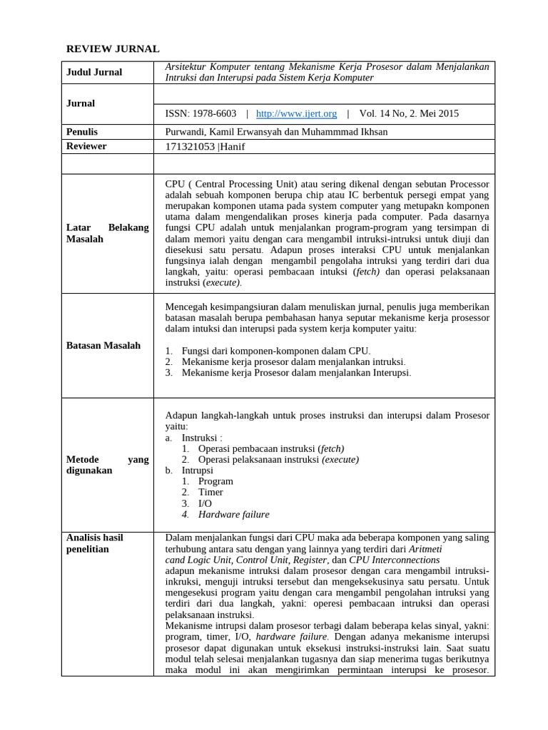Contoh Review Jurnal | PDF