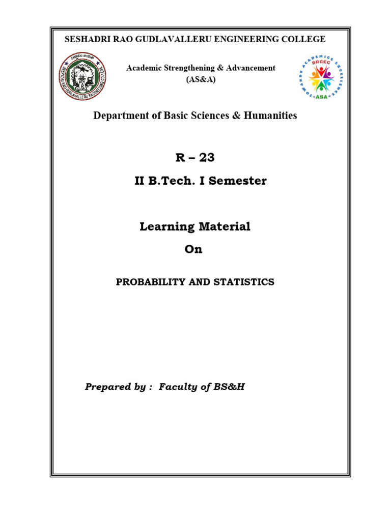 R-23 II-II P&s (Cse) All 5 Units Learning Material | PDF | Statistics | Skewness