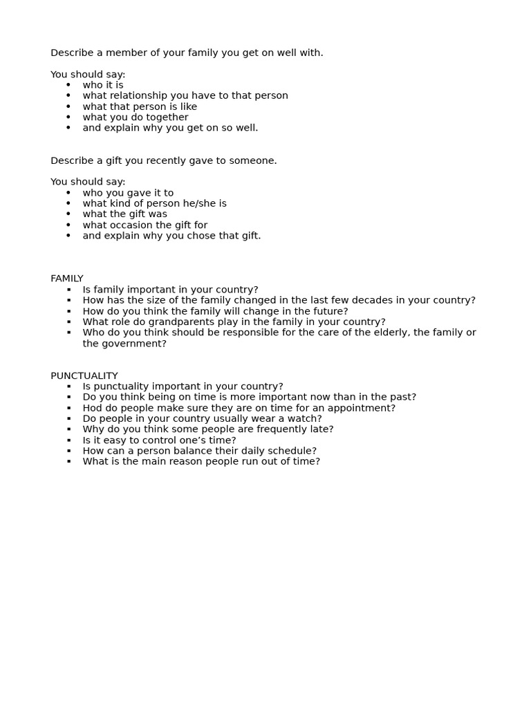 Speaking Test - Practice Test 1 | PDF