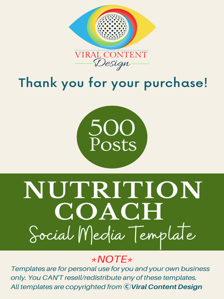 500 Nutrition Coach Templates - PDF Source File | PDF