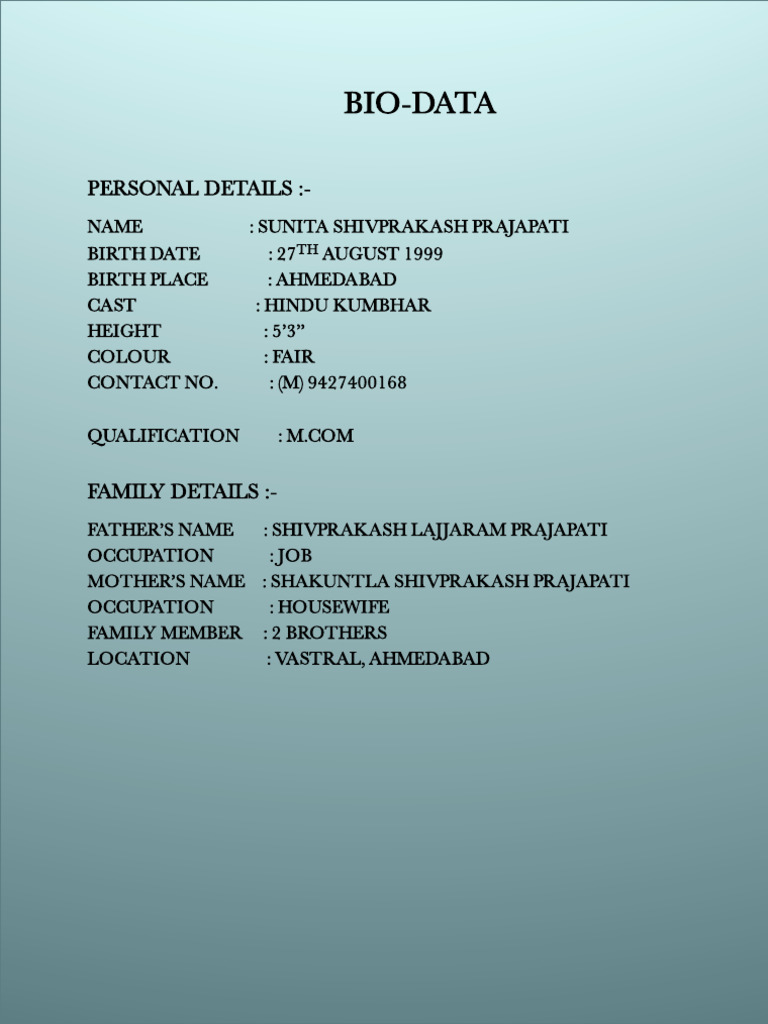 Sunita Biodata | PDF