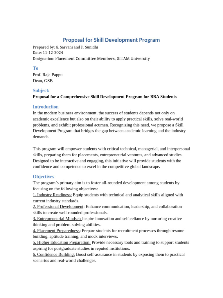 Skill - Development - Proposal. Final Draft | PDF | Mentorship | Analytics