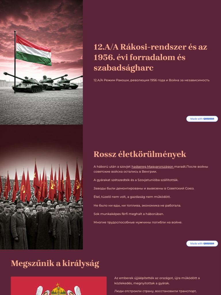 12AA Rakosi Rendszer Es Az 1956 Evi Forradalom Es Szabadsagharc | PDF