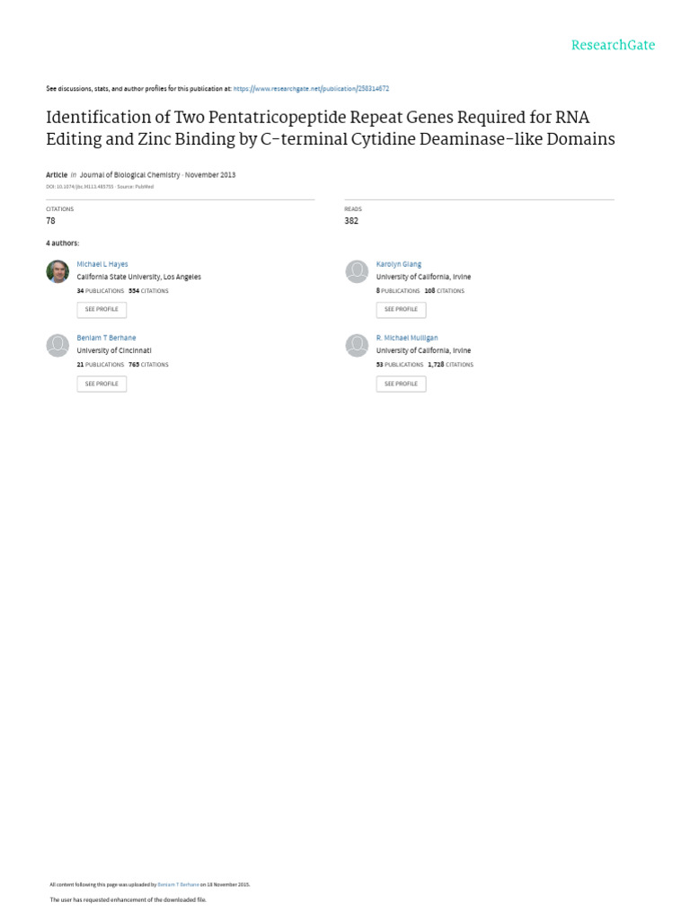 Identification of Two Pentatricopeptide Repeat Gen | PDF | Proteins ...