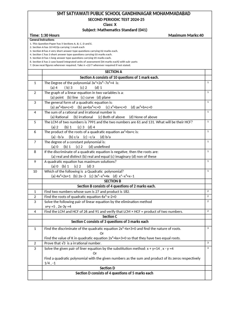 x Math Smt Satyawati P-wps Office | PDF | Quadratic Equation | Equations