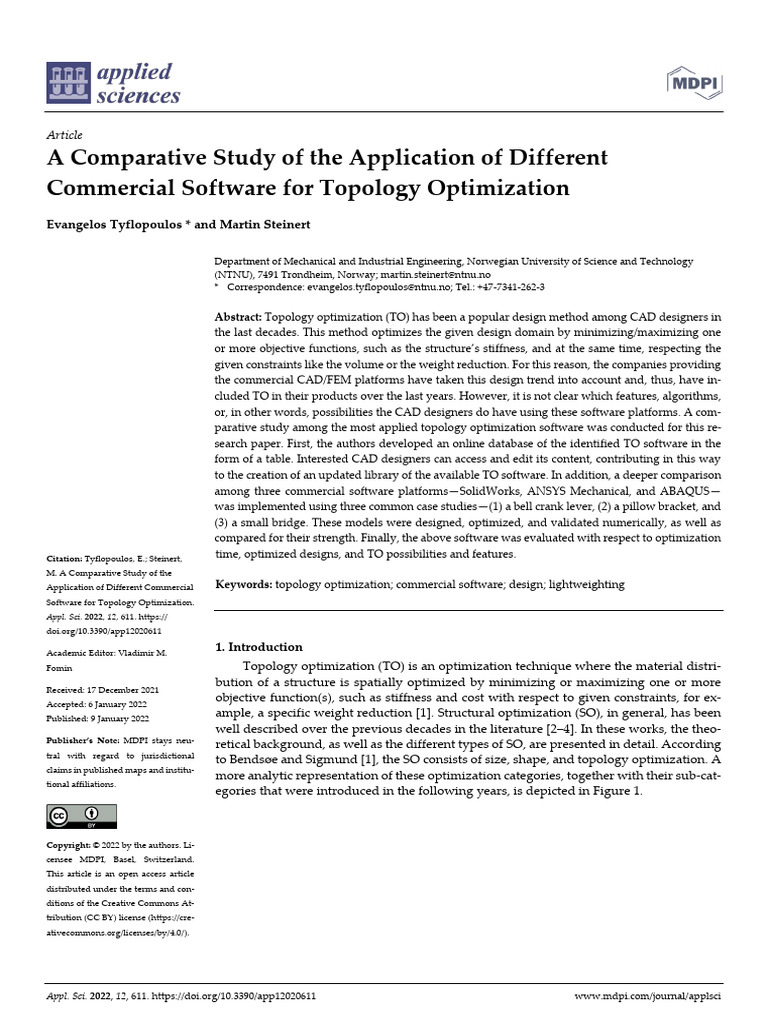 A Comparative Study of The Application of Different Commercial Software For Topology ...