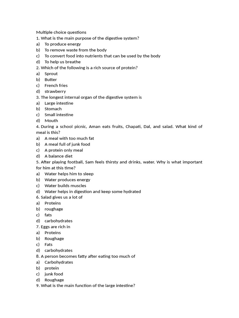 Digestion Grade 5 Worksheet | PDF | Digestion | Foods