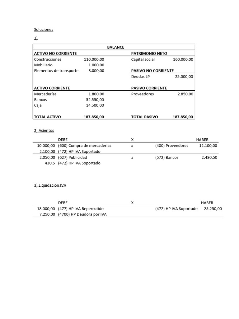 Soluciones Ejercicios Asientos | PDF