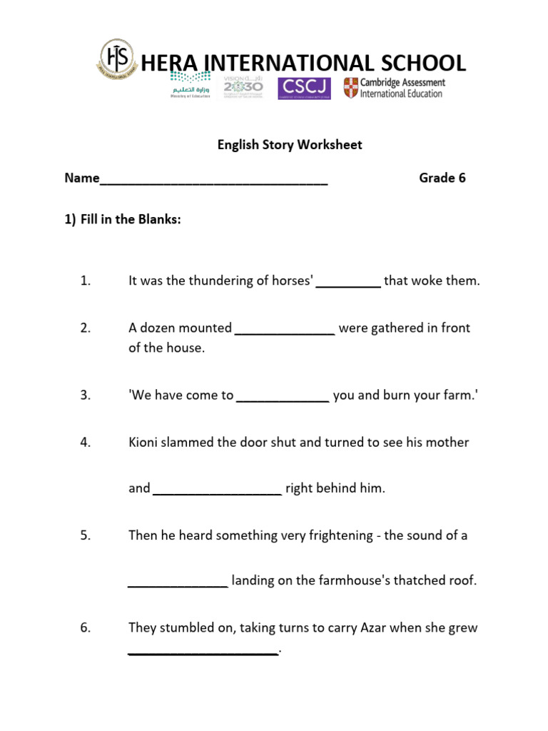 English Story CH 2 and 3 Worksheet | PDF