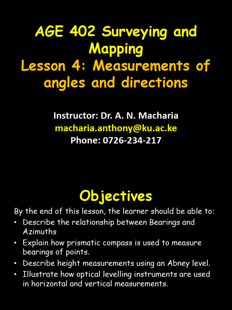 AGE 402 Surveying and Mapping - Lesson4 - Measurements of Angles and Directions | PDF ...