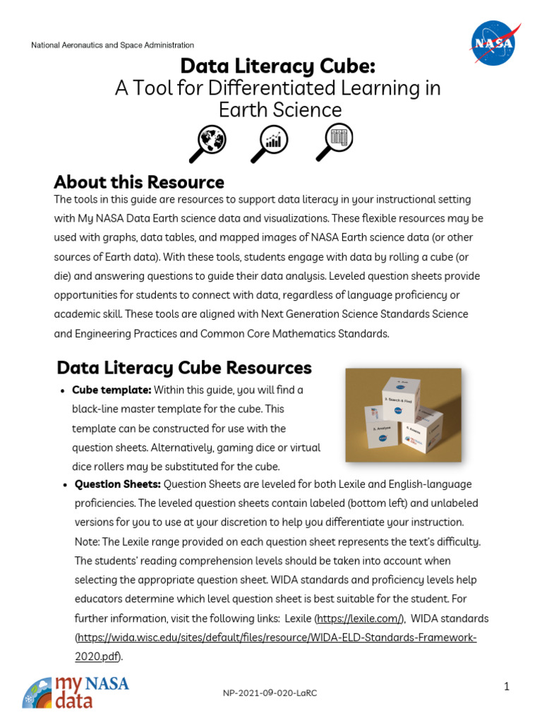 My NASA Data - Data Literacy Cube - Final - 0 | PDF | Cartesian ...