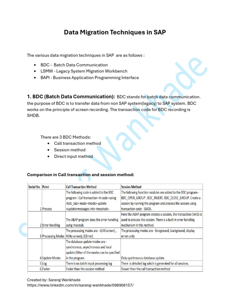 Data Migration Techniques in SAP | PDF | Software Development | Computing