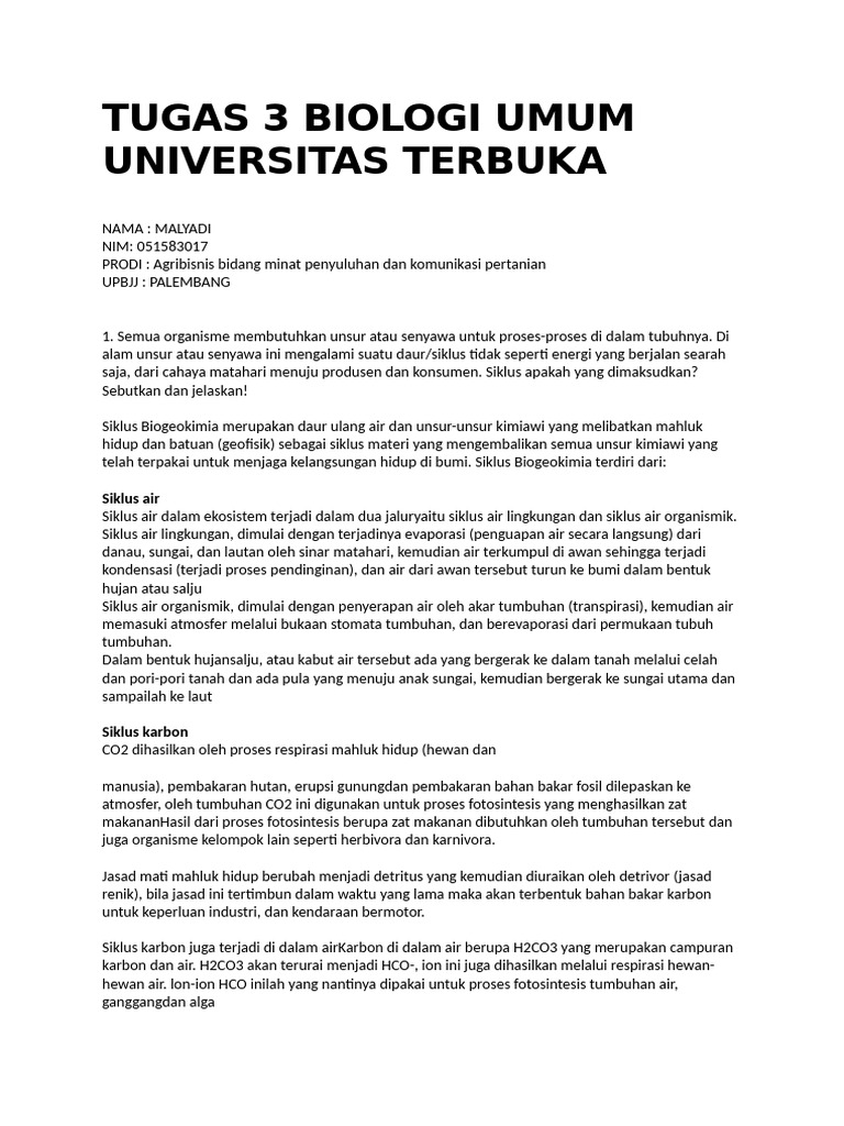 Malyadi Tgs 3 Biologi Umum KUH | PDF