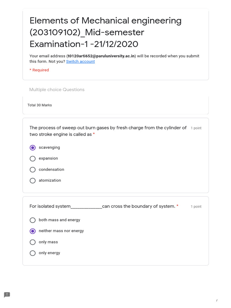 Elements of Mechanical Engineering (203109102) - Mid-Semester ...