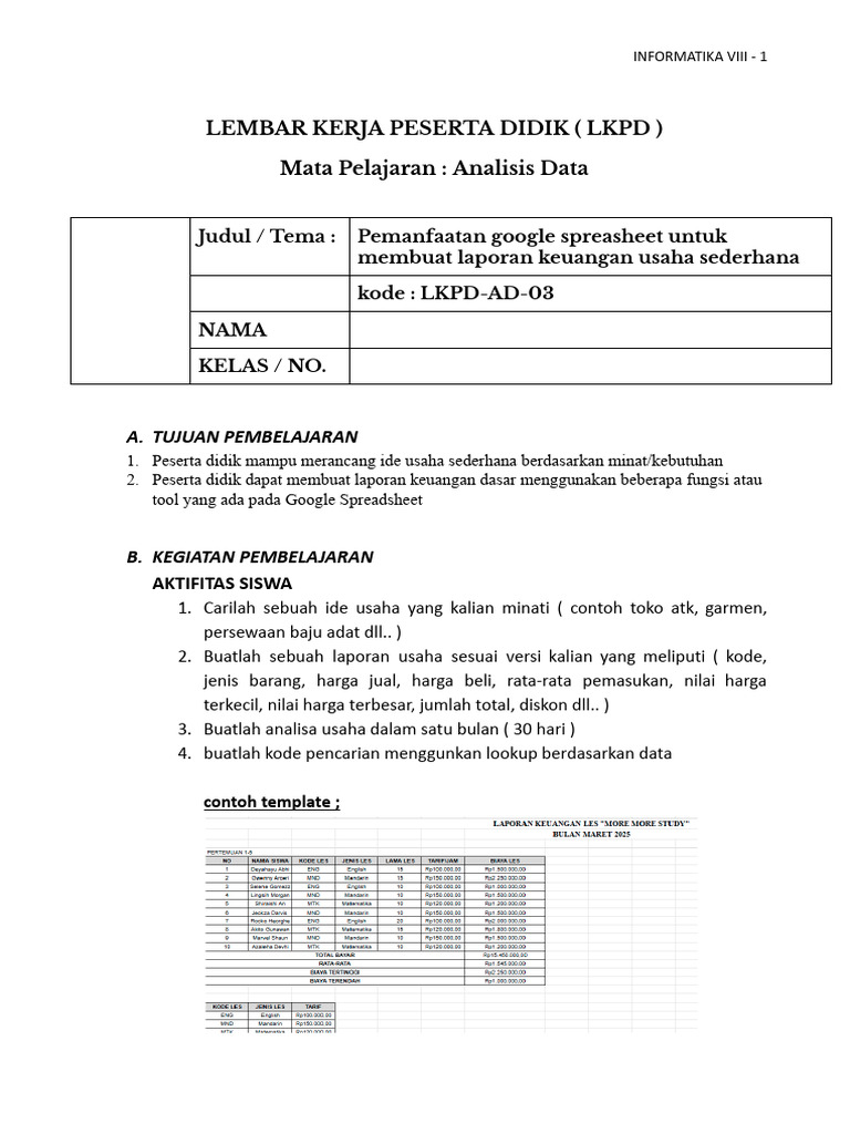 LKPD-3 - Analisa Data | PDF