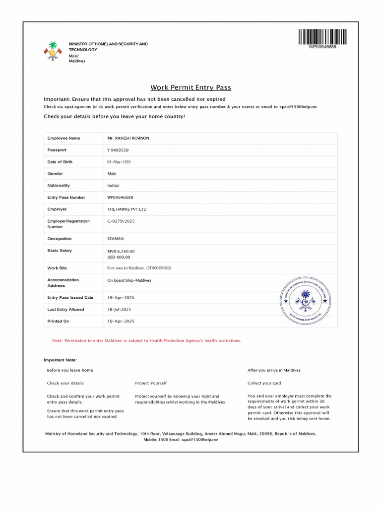 Maldives Visa Rakesh Rowson | PDF