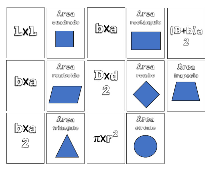 Memorama Areas Figuras Geométricas | PDF