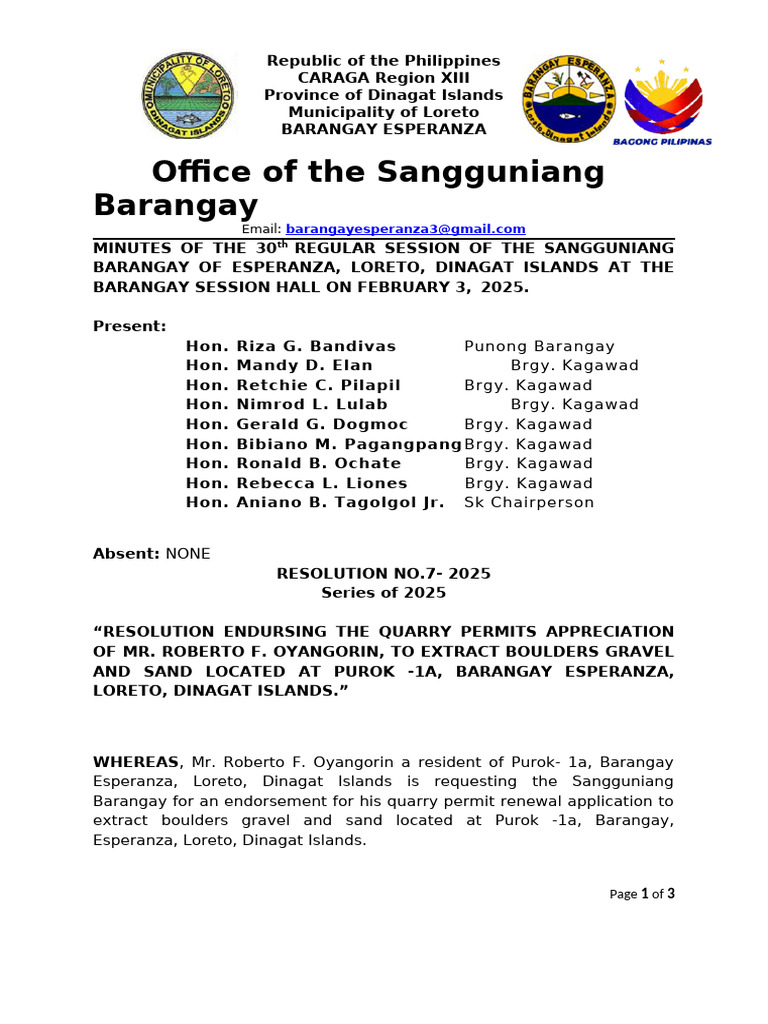 Quarry Permit Endorsement Resolution | PDF | Sedimentology | Geomorphology