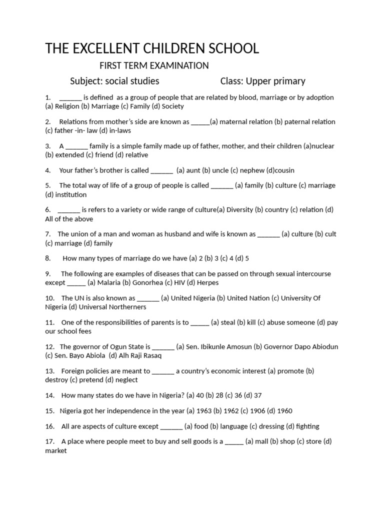 Primary 5 First Term Exam Questions | PDF | Computer Keyboard | Input ...