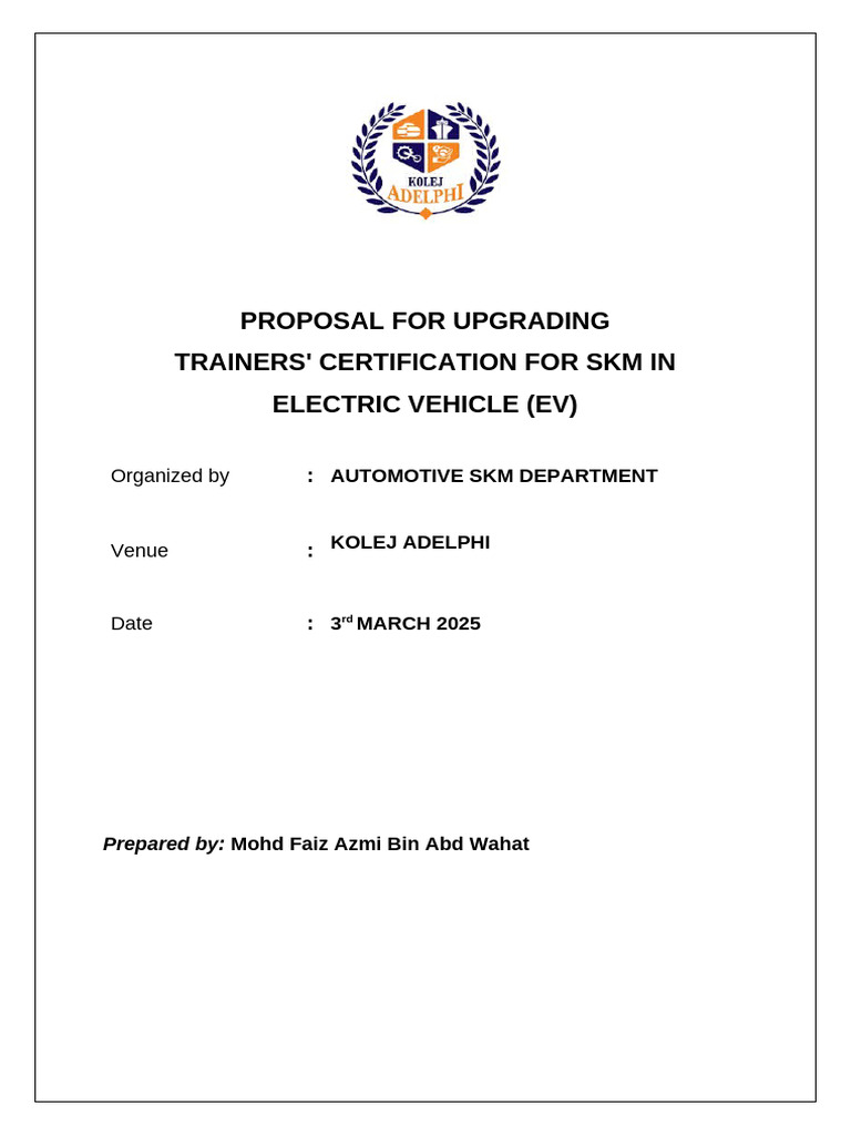 2. Proposal SKM-EV for Trainer | PDF | Electric Vehicle