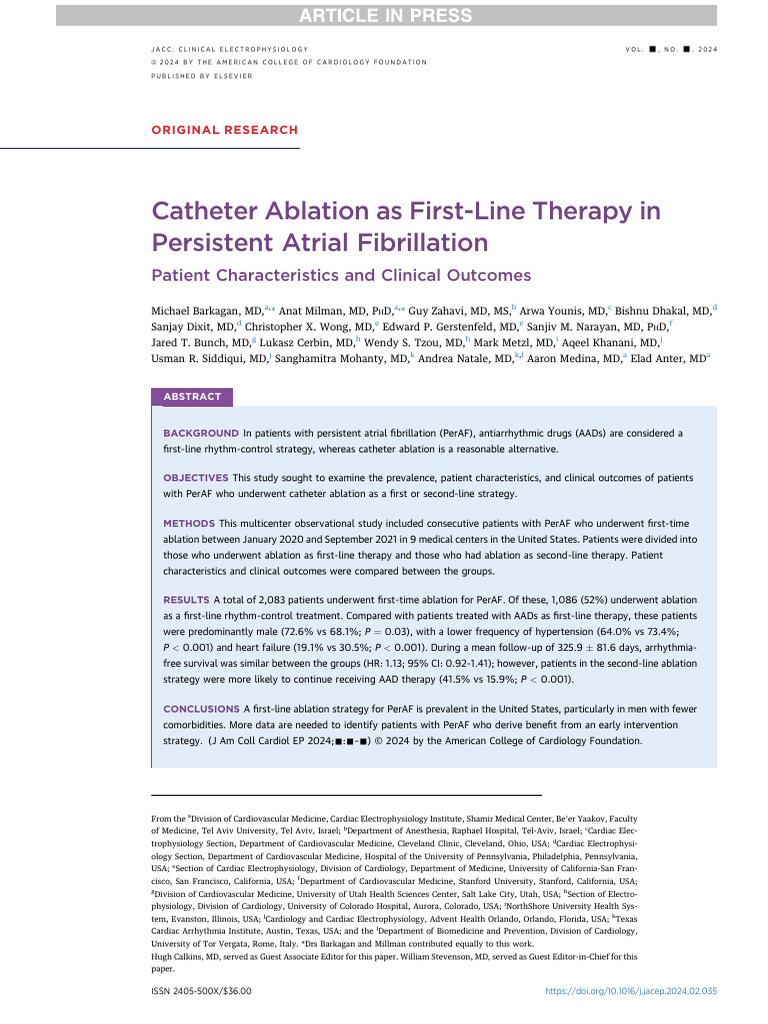 Catheter Ablation As First-Line Therapy in Persistent Atrial ...