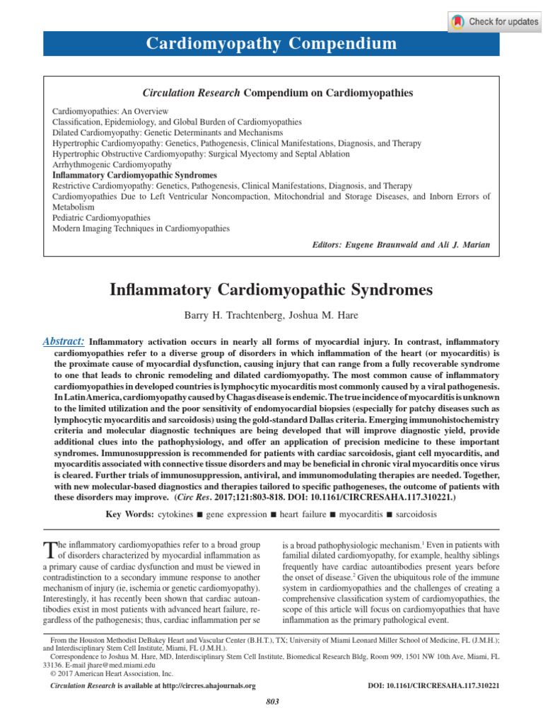 Cardiomyopathy Compendium - Inflammatory Cardiomyopathic Syndromes ...