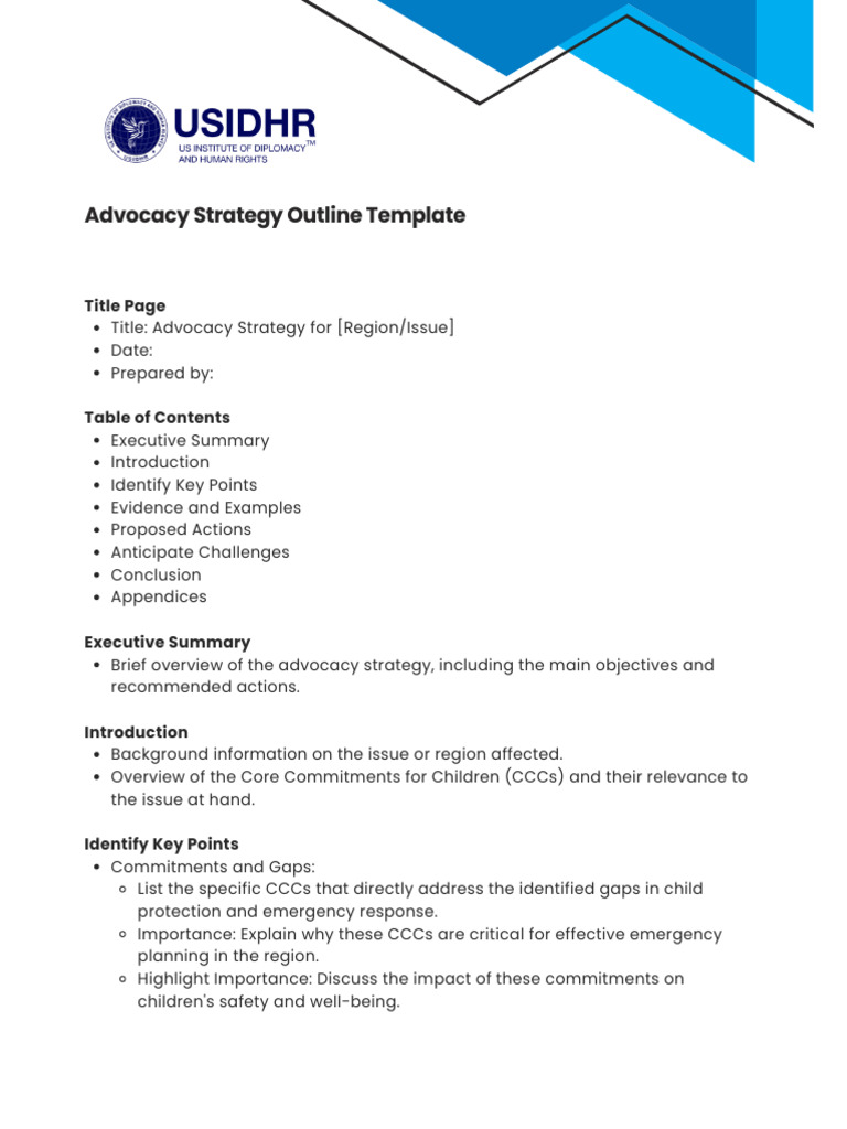 Advocacy Strategy Template for CCCs | PDF