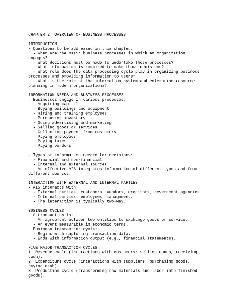 Chapter 2 Business Processes | PDF | Information | Business