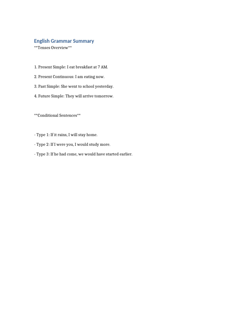 English Grammar Tenses Overview | PDF