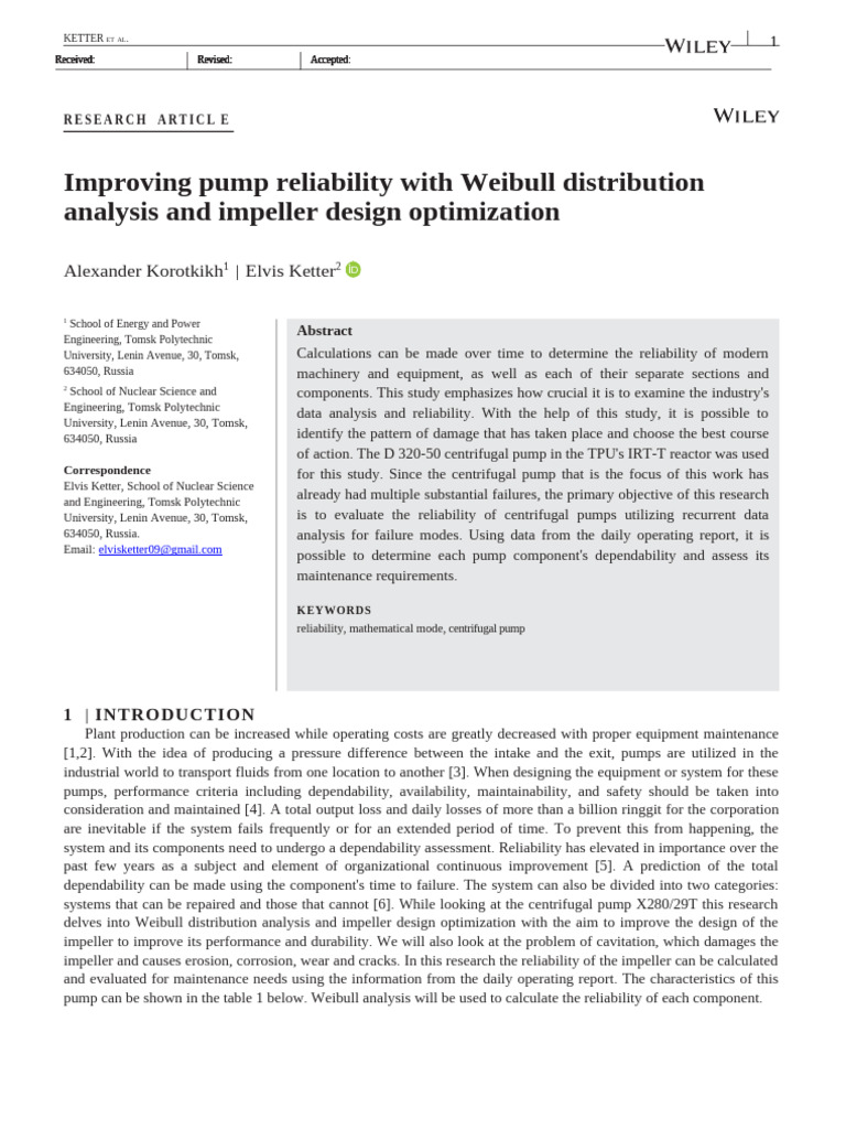Improving Pump Reliability With Weibull Distribution Analysis and ...