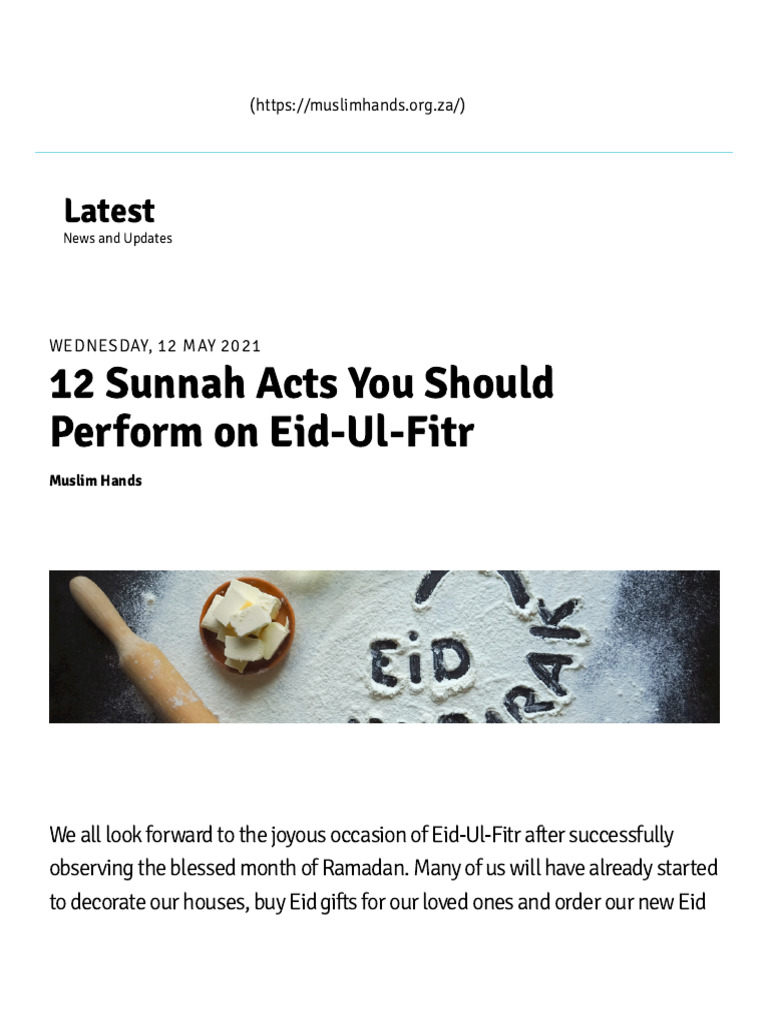 12 Sunnah Acts You Should Perform On Eid-Ul-Fitr - Muslim Hands | PDF ...