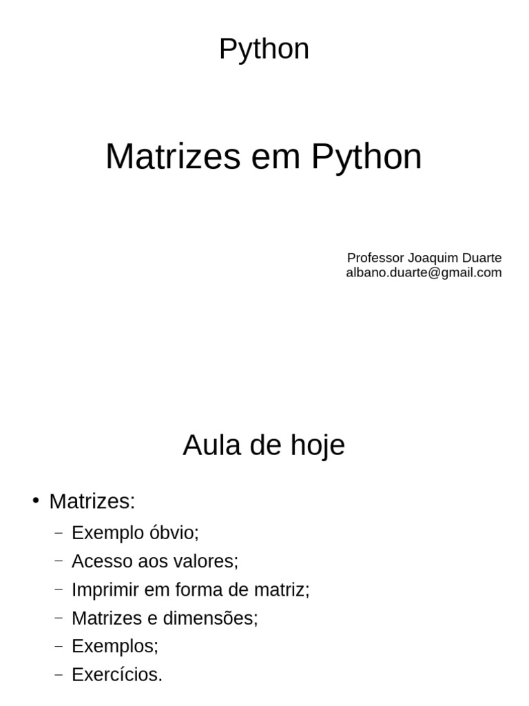 2015-10-16-python-matrizes | PDF | Matriz (Matemática) | Teoria da Matrix