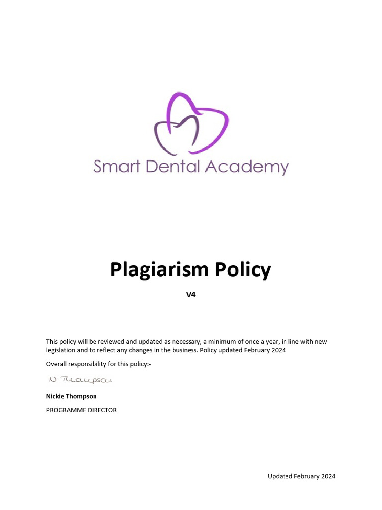 Plagiarism Policy Document | PDF | Plagiarism