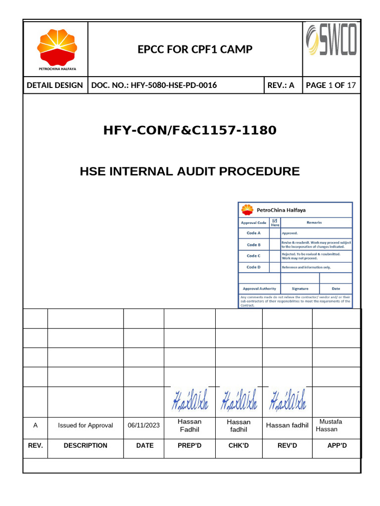 HSE Internal Audit Procedure Overview | PDF | Audit | Quality ...