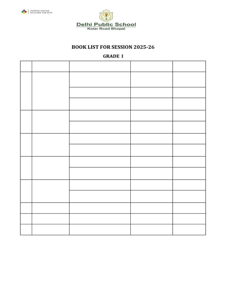 DPS Book List 2025-26 | PDF | Textbook | Books